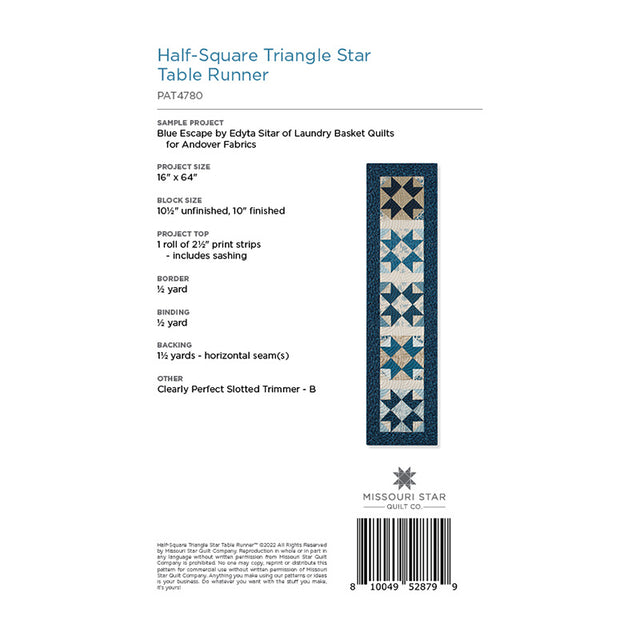 Digital Download - Half-Square Triangle Star Table Runner Pattern by M