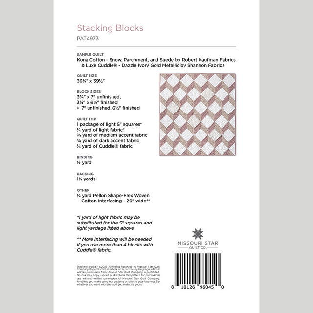 Digital Download - Stacking Blocks Quilt Pattern by Missouri Star
