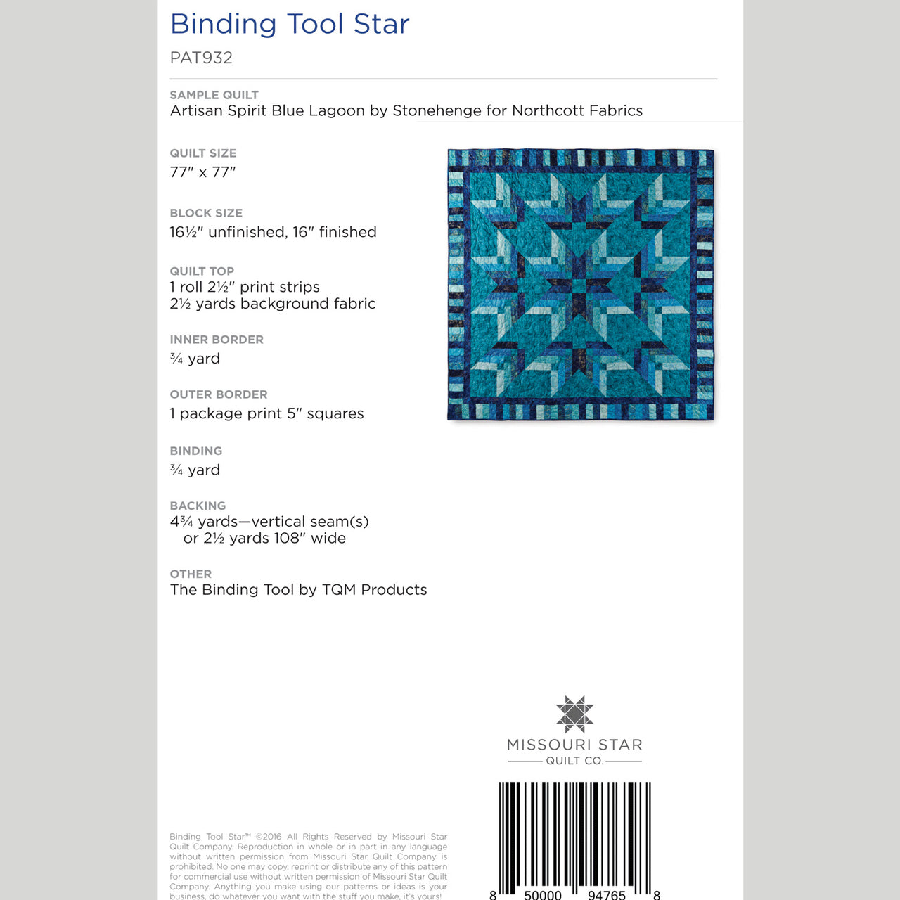 Digital Download - Binding Tool Star Quilt Pattern by Missouri Star