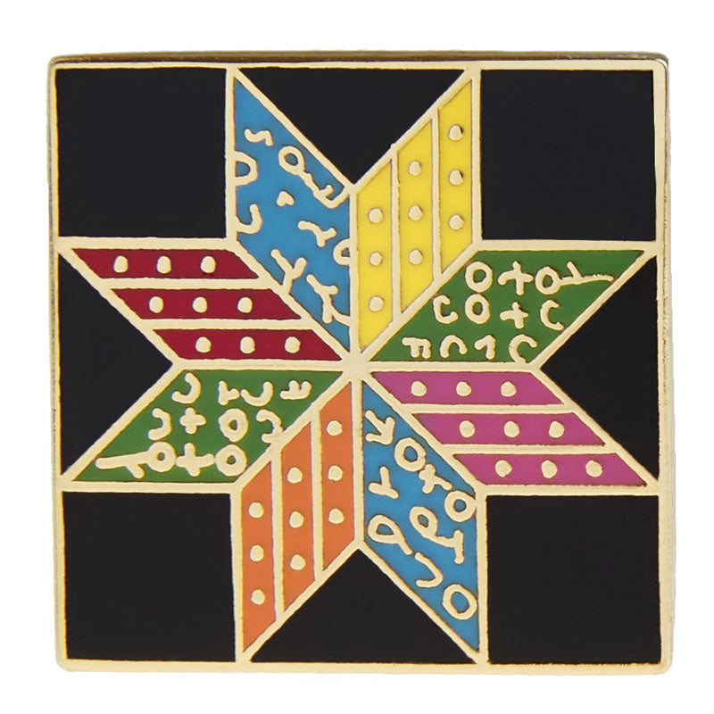 Eight-Pointed Star Pin, Bright/Black