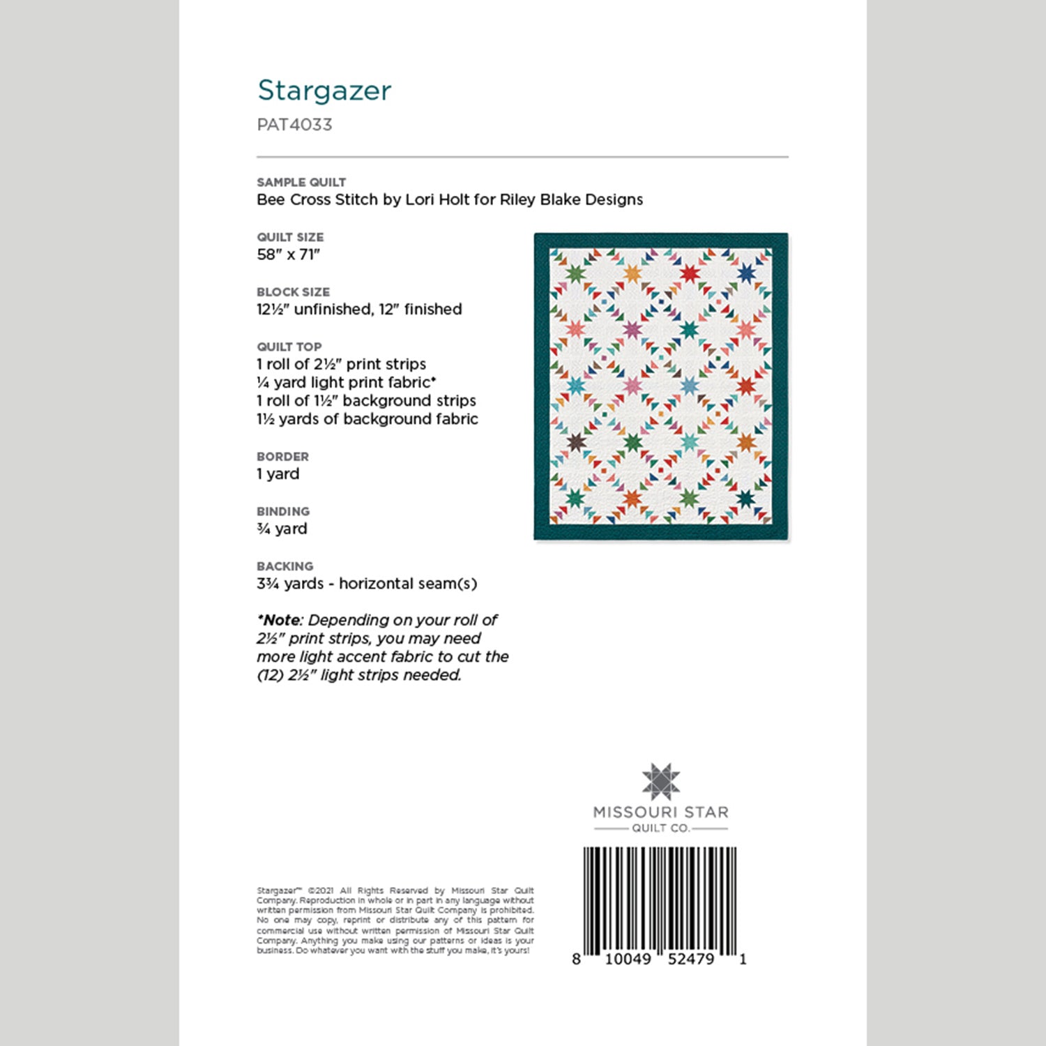 Digital Download - Stargazer Quilt Pattern by Missouri Star