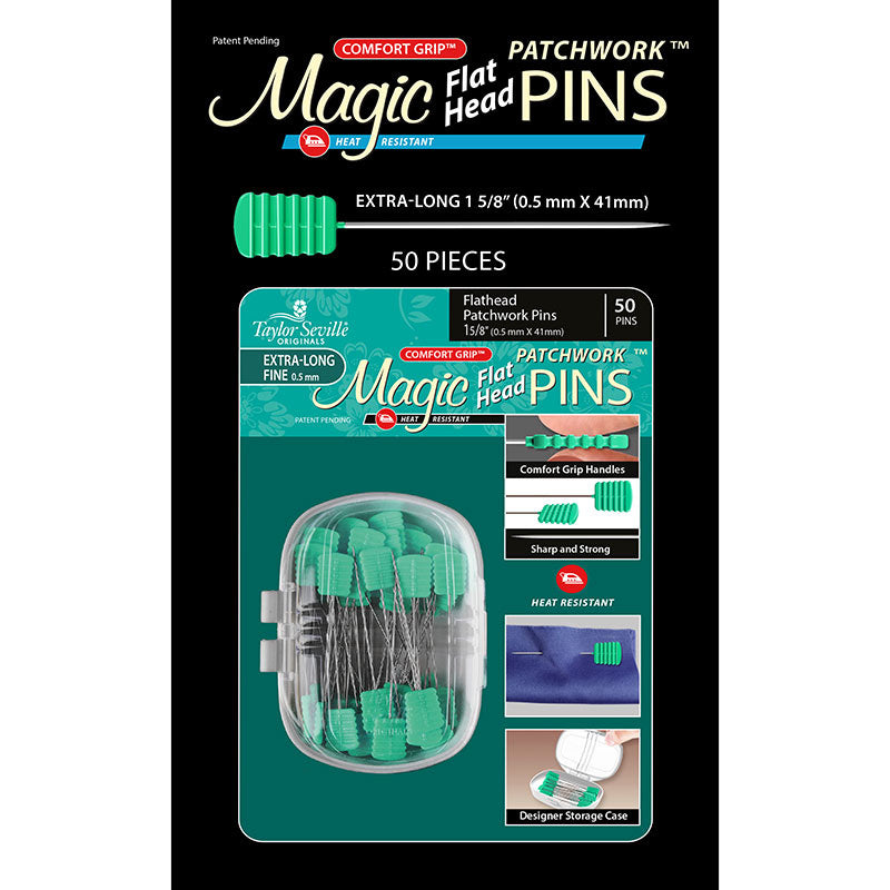 Magic Pins™ Flathead Patchwork Extra Long Fine Pins - 50 count