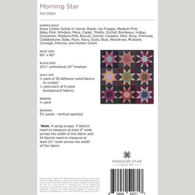 Digital Download - Morning Star Quilt Pattern by Missouri Star