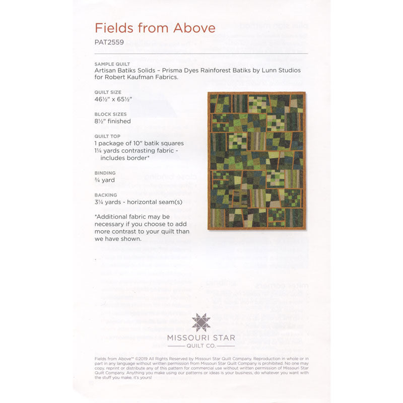 Fields from Above Quilt Pattern by Missouri Star