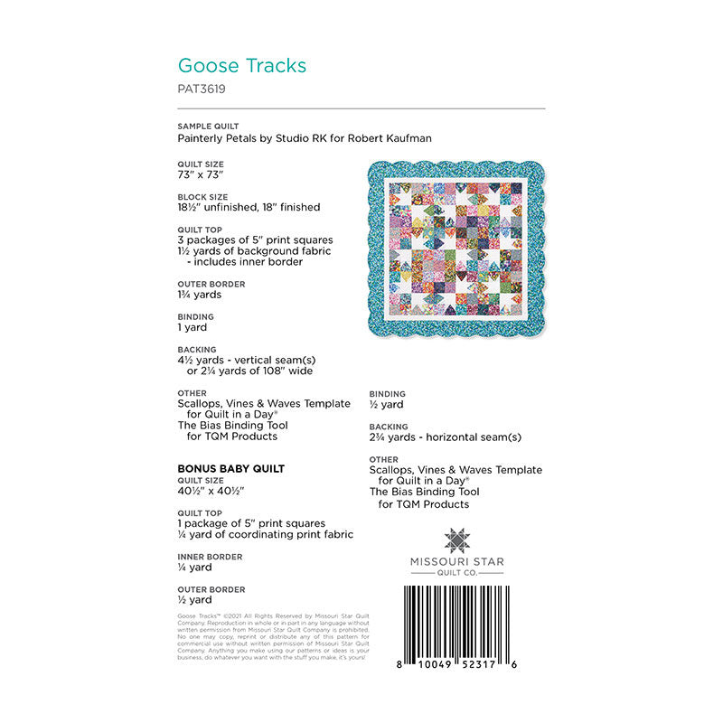 Goose Tracks Quilt Pattern by Missouri Star