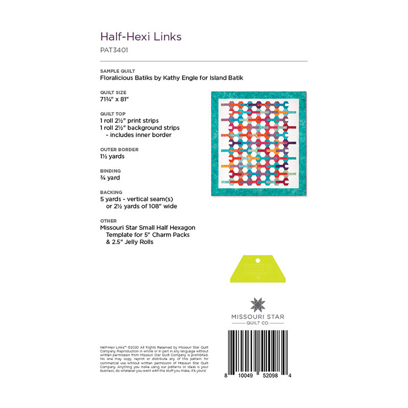 Half-Hexi Links Quilt Pattern by Missouri Star