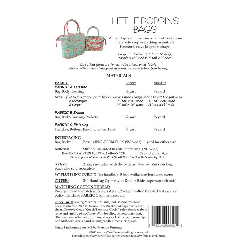 Little Poppins Bag Pattern