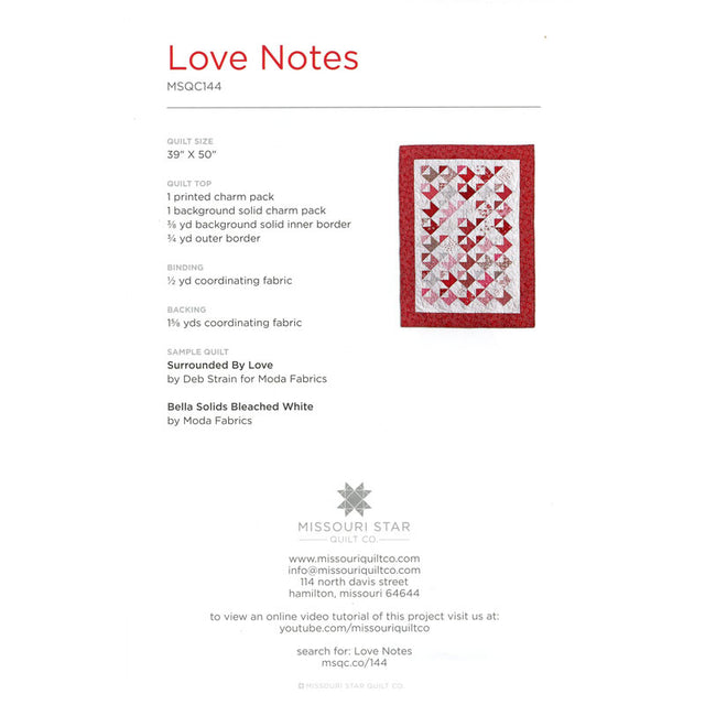 Love Notes Quilt Pattern by Missouri Star