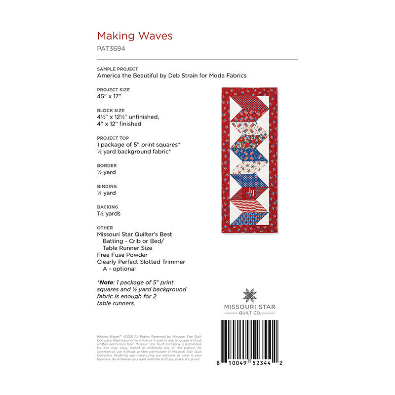 Making Waves Table Runner Pattern by Missouri Star