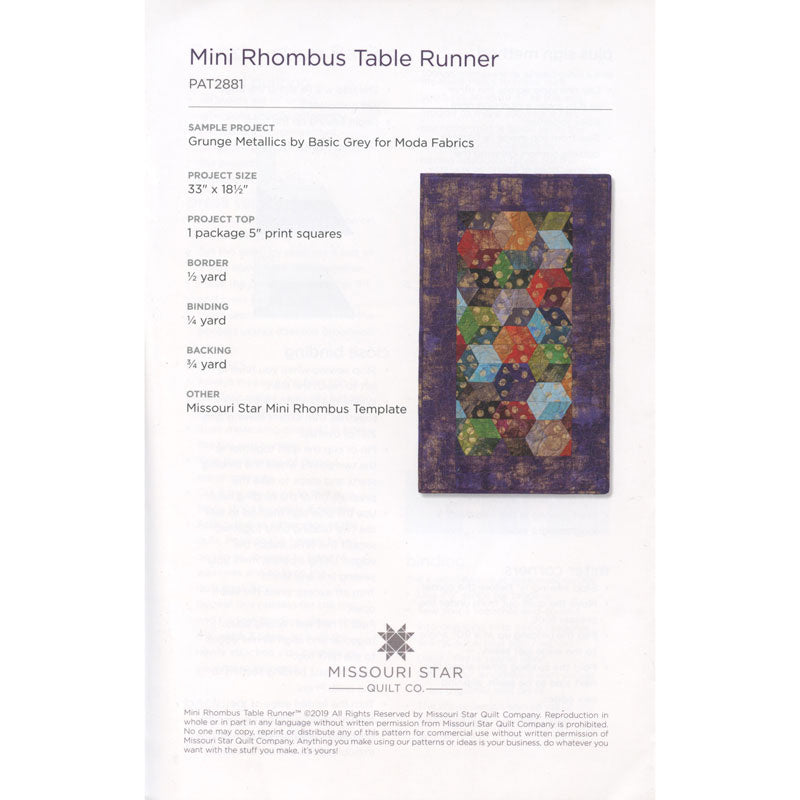 Mini Rhombus Table Runner Pattern by Missouri Star