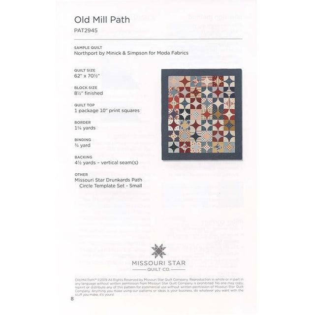 Old Mill Path Quilt Pattern by Missouri Star