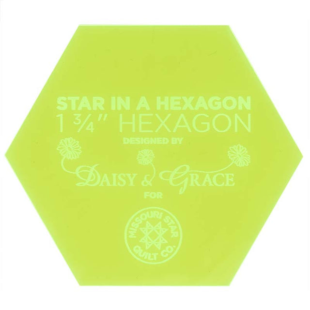 Quilt As You Go 1 3/4" Star in a Hexagon Template Set Designed by Dais