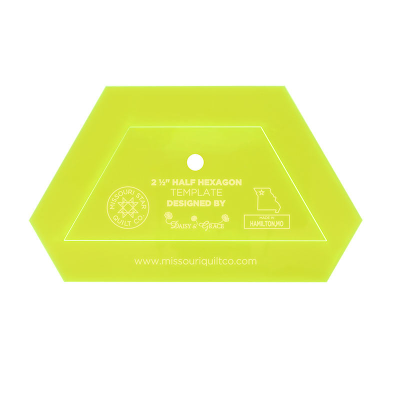 Quilt As You Go 2 1/2" Half Hexagon Template by Daisy & Grace for Miss