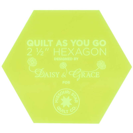 Quilt As You Go 2 1/2" Hexagon Template Designed by Daisy & Grace for