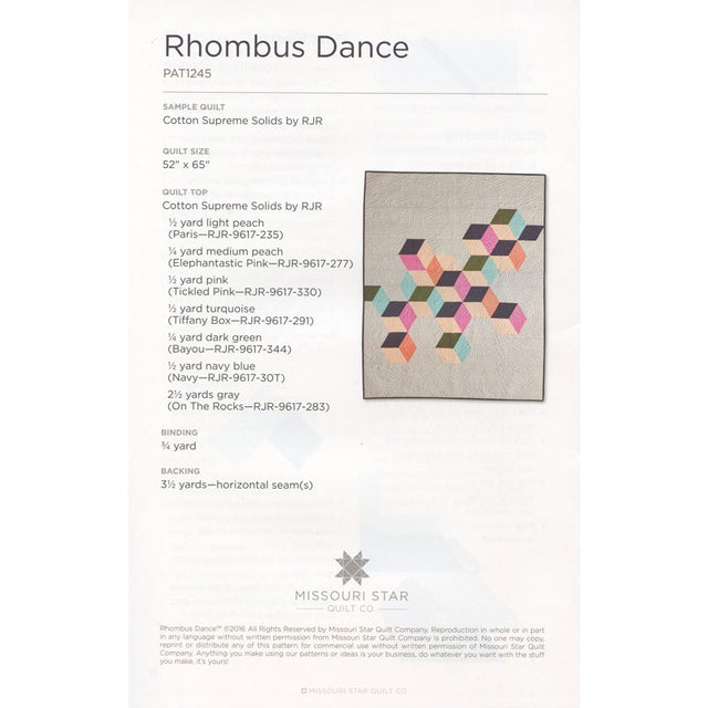 Rhombus Dance Quilt Pattern by Missouri Star