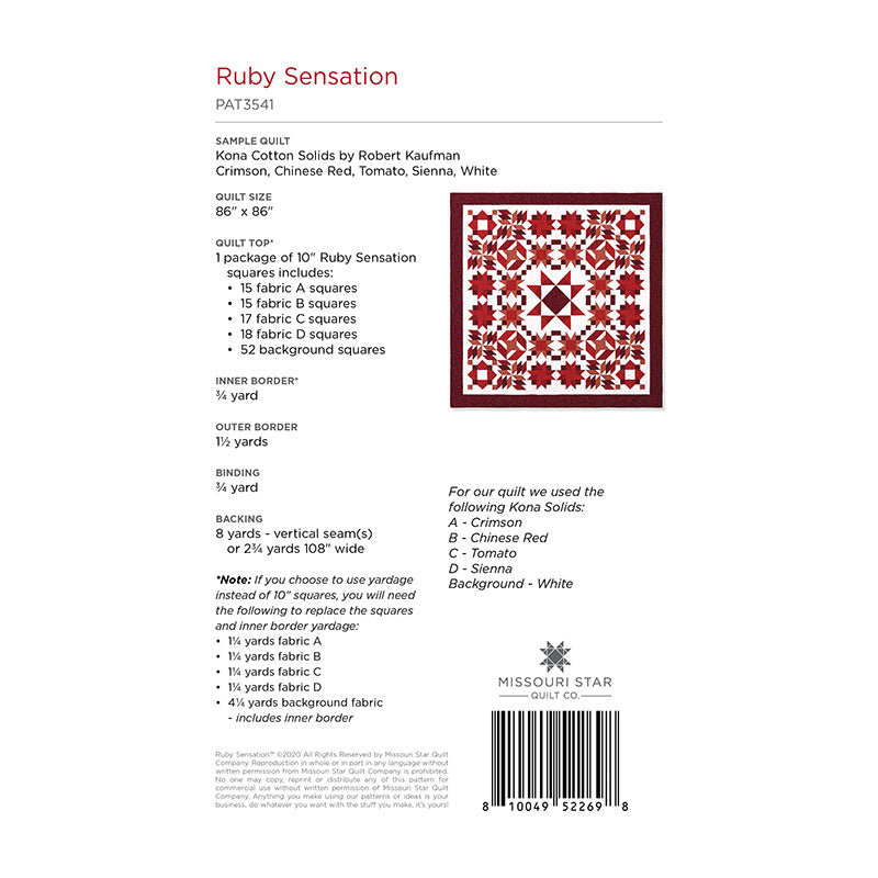 Ruby Sensation Quilt Pattern by Missouri Star