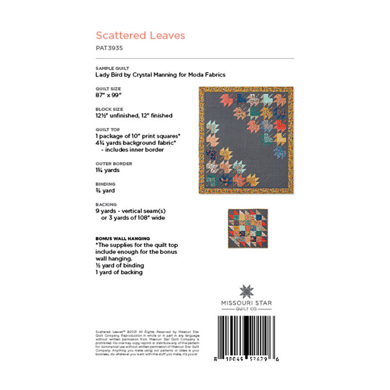 Scattered Leaves Quilt Pattern by Missouri Star