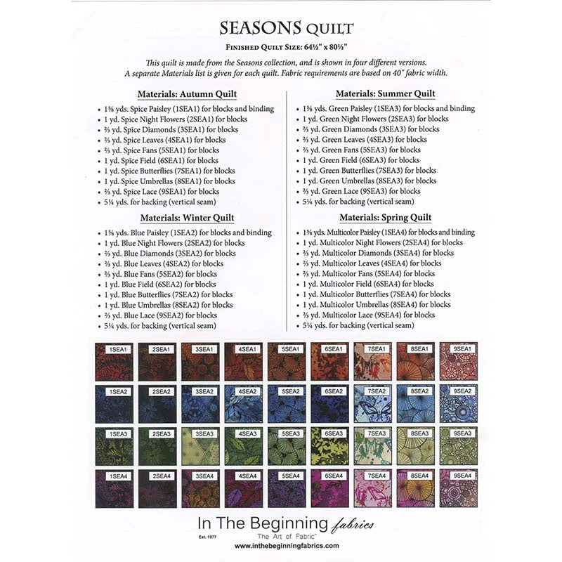 Seasons Quilt Pattern