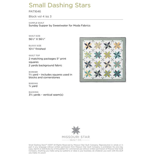 Small Dashing Stars Pattern by Missouri Star