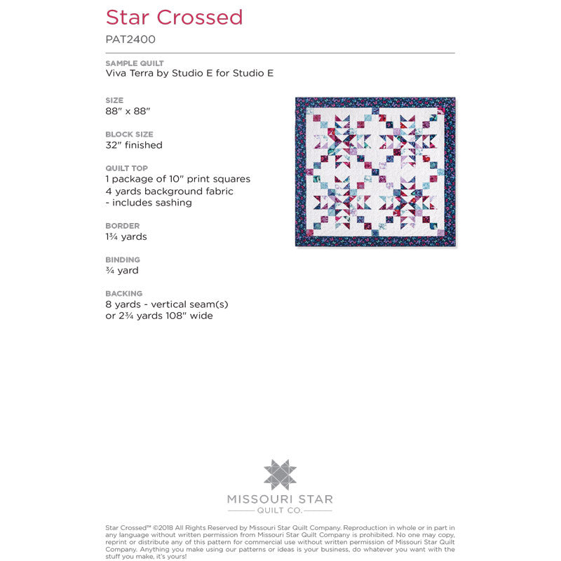 Star Crossed Quilt Pattern by Missouri Star