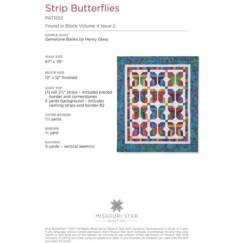 Strip Butterflies Quilt Pattern by Missouri Star