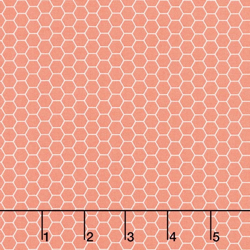 Tea with Bea - Coral Honeycomb Yardage