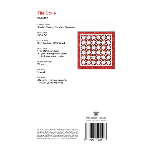Tile Style Quilt Pattern by Missouri Star