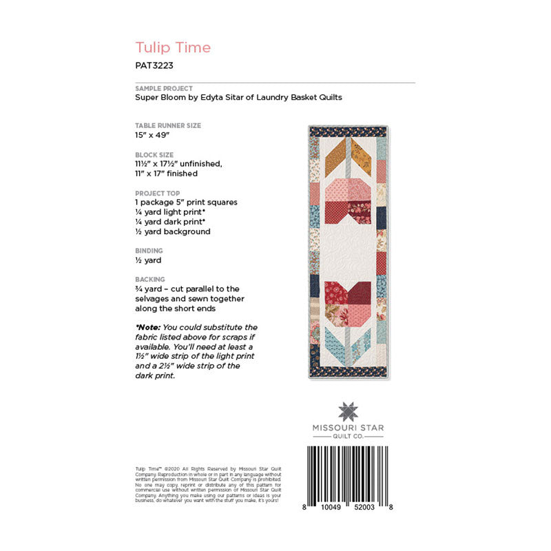 Tulip Time Table Runner Pattern by Missouri Star