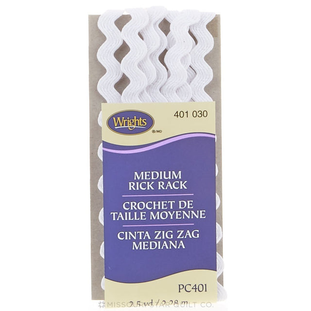 White Medium Rick Rack (2 1/2 yard package)