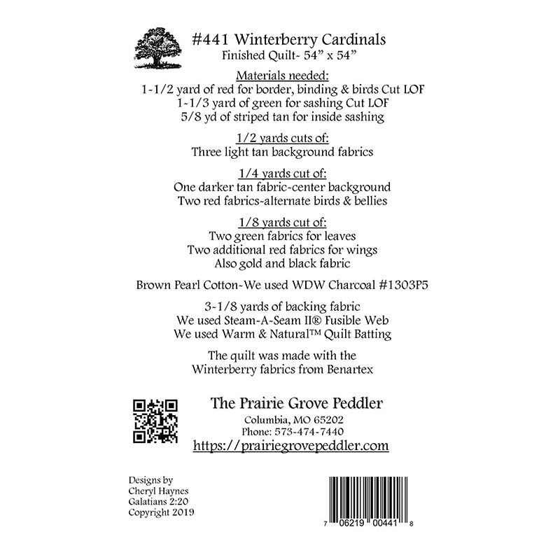 Winterberry Cardinals Pattern