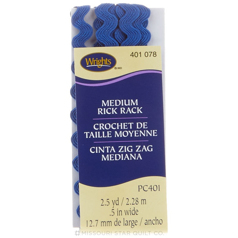 Yale Blue Medium Rick Rack (2 1/2 yard package)