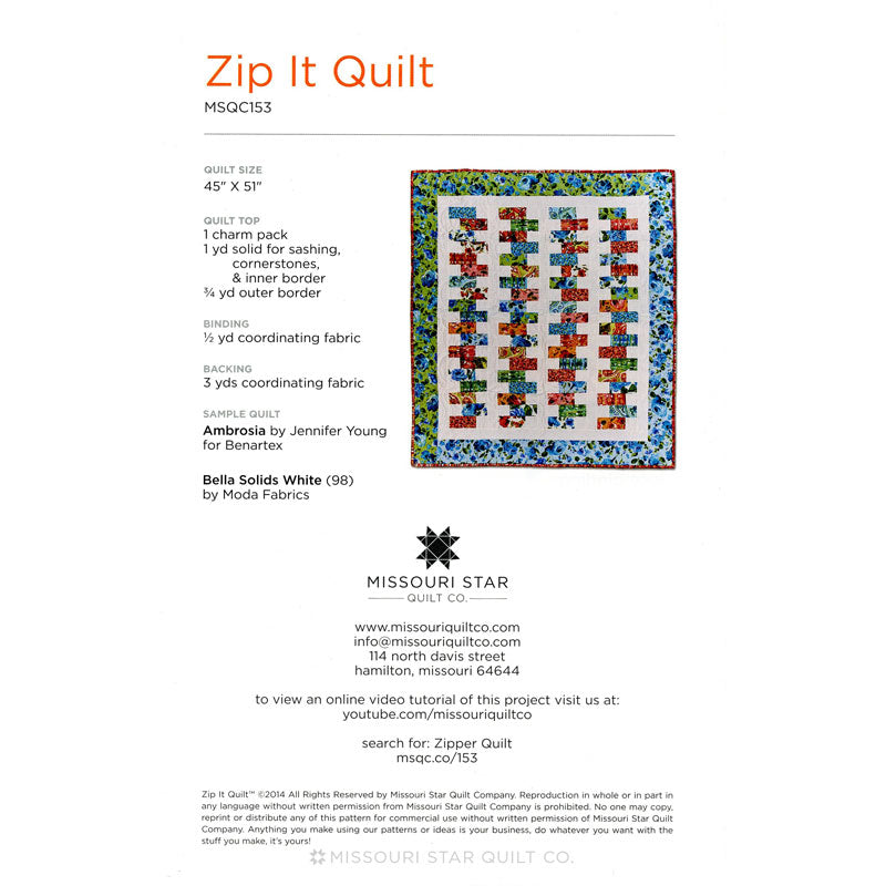Zip It Quilt Pattern by Missouri Star